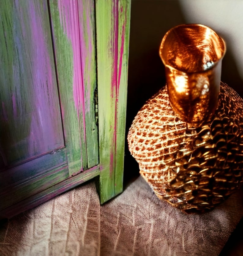 Colourful Sideboard Console Table, Hand Painted Wood Cupboard 2 Doors ...
