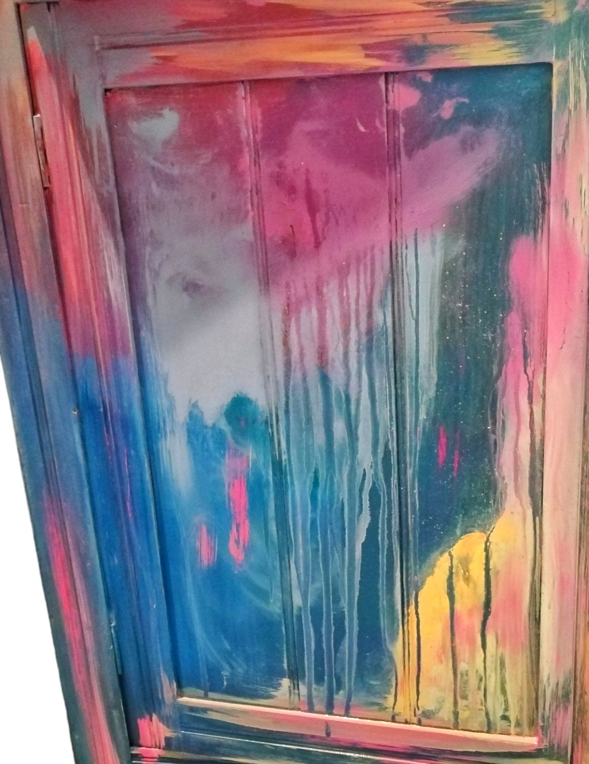 Colourful Sideboard Console Table, Hand Painted Wood Cupboard 2 Doors ...