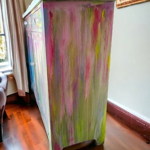 Colourful Sideboard Console Table, Hand Painted Wood Cupboard 2 Doors ...