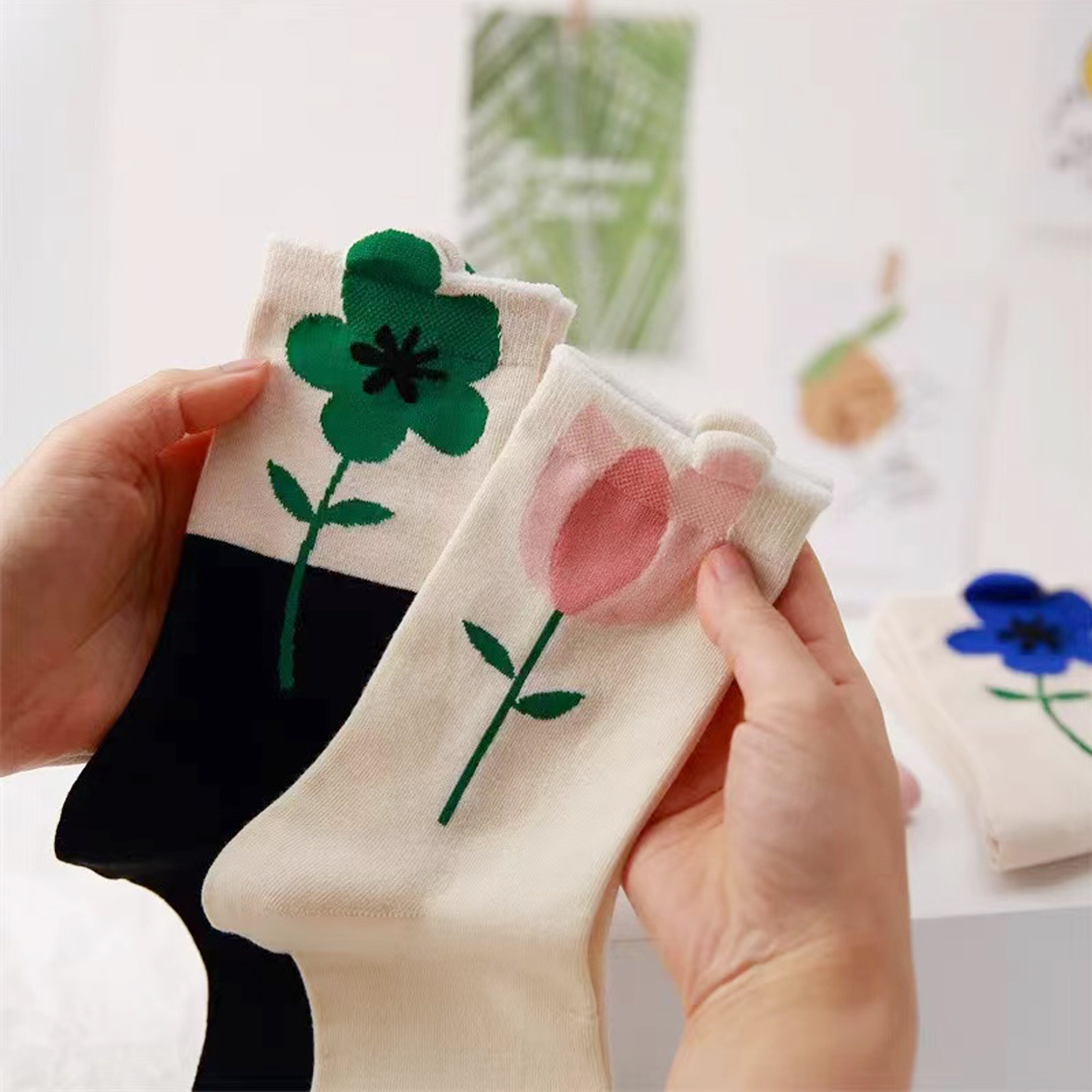 Vintage Floral Leaf Pattern Socks Flowers Socks Women Cotton - Etsy