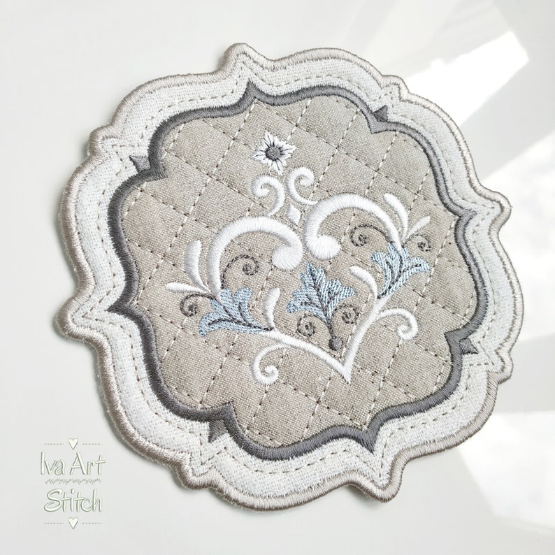 Set Machine Embroidery Designs Coaster 6x8 In-the-hoop Heart - Etsy UK