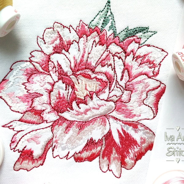 Peony Embroidery - Etsy