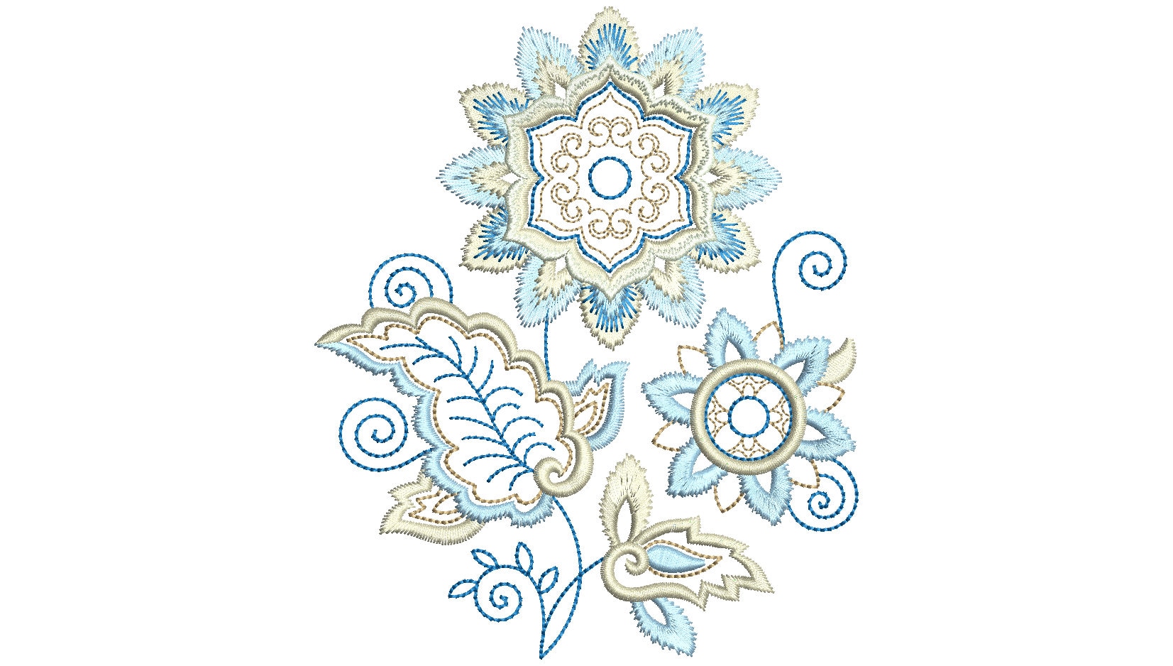3 Sizes Applique Embroidery Design Stylized Flower File - Etsy