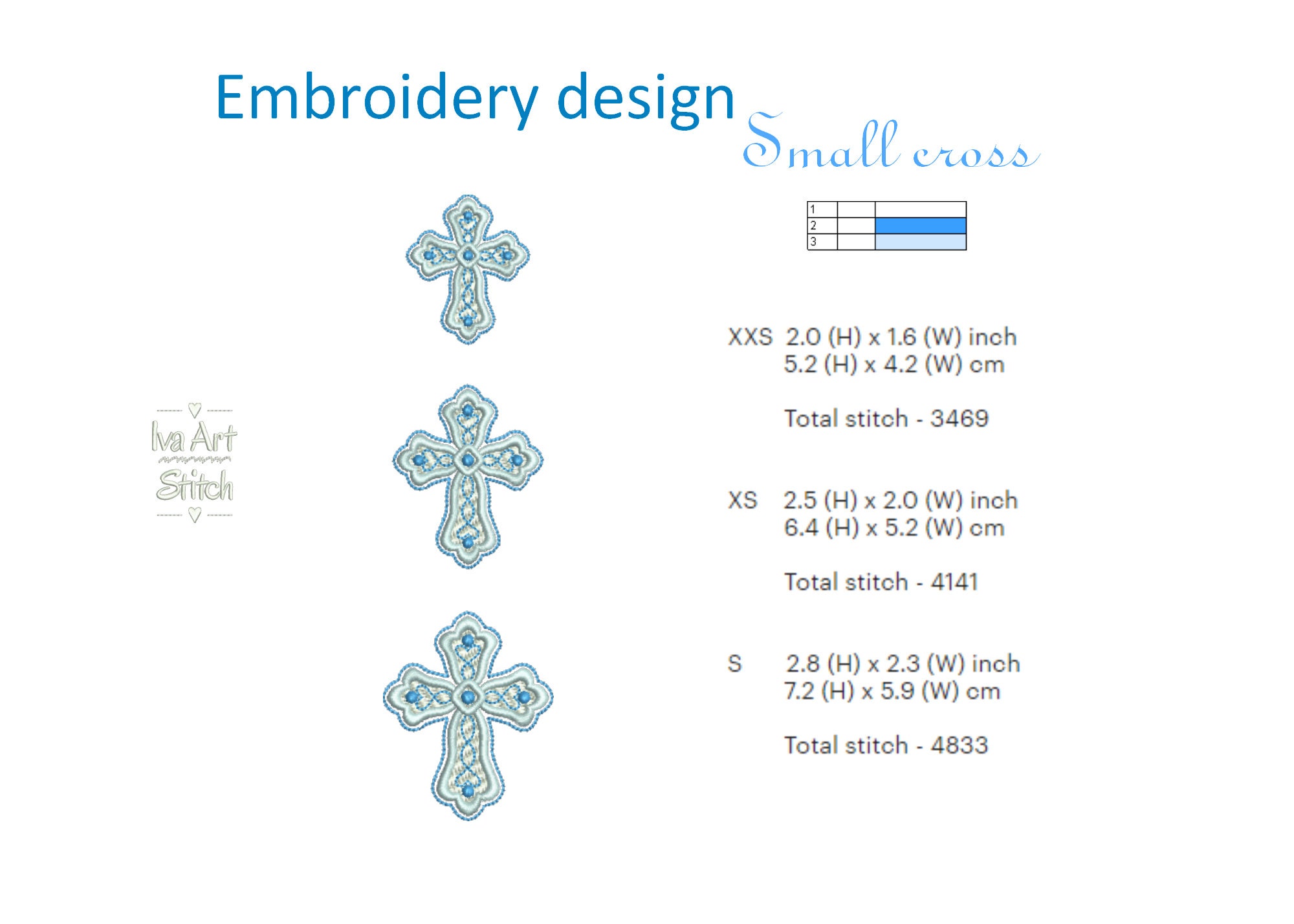 Mini Small Nice Cross Machine Embroidery Filled Design 3 Sizes | Etsy