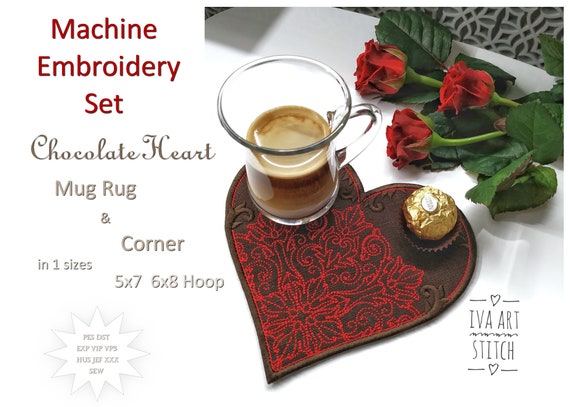 Set Machine Embroidery Designs Coaster Mug Rug In-the-hoop Cup - Etsy