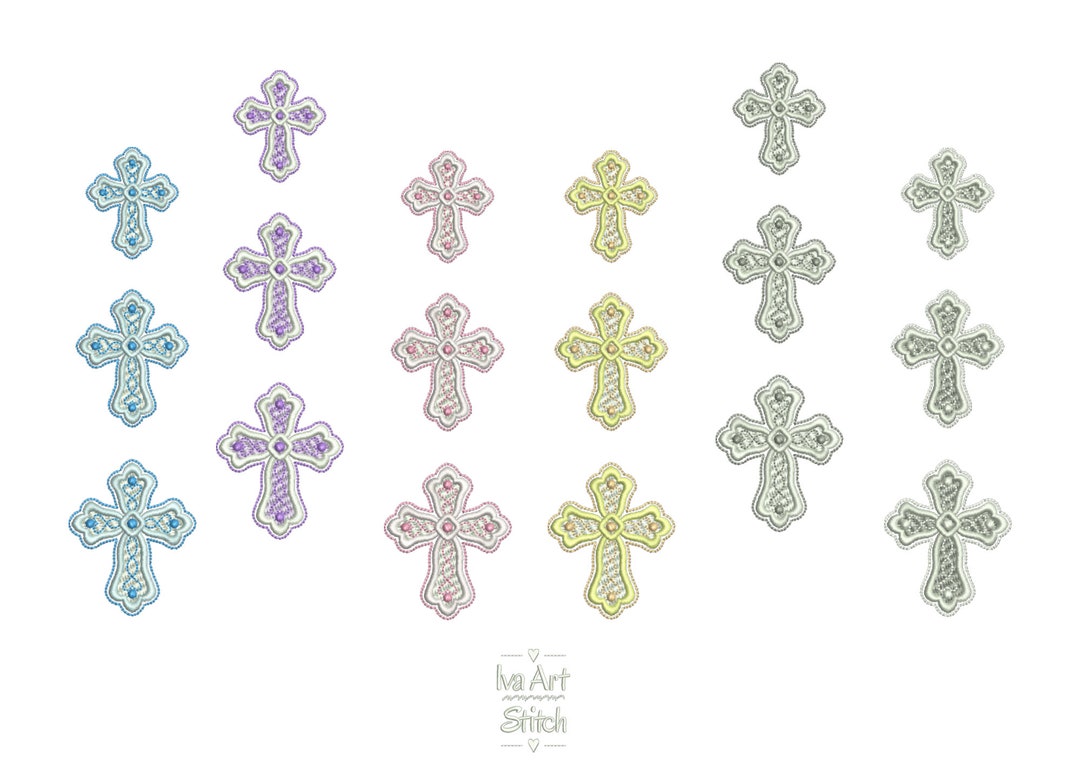 Mini Small Nice Cross Machine Embroidery Filled Design 3 Sizes File ...