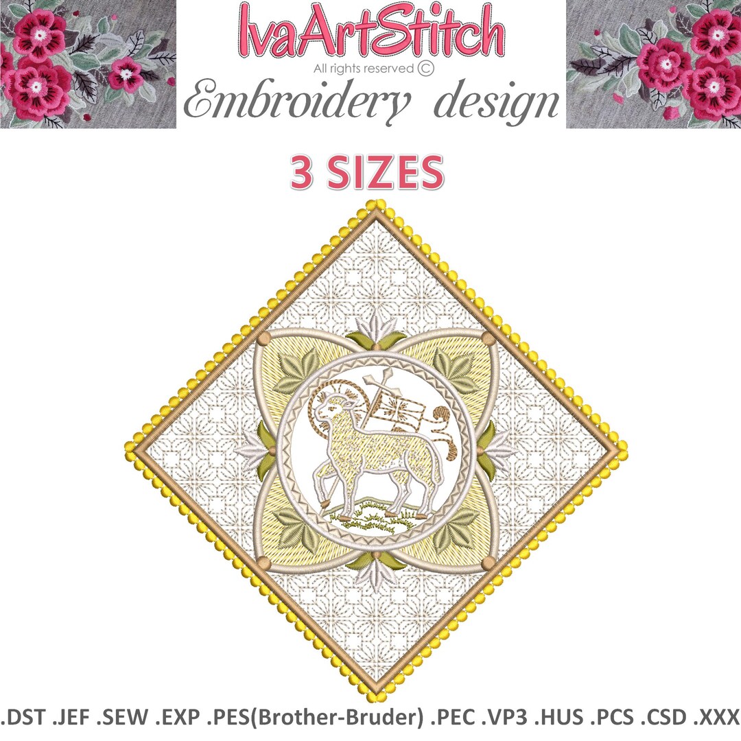 Agnus Dei Lamb of God Machine Embroidery Design in 3 Sizes: Religious ...