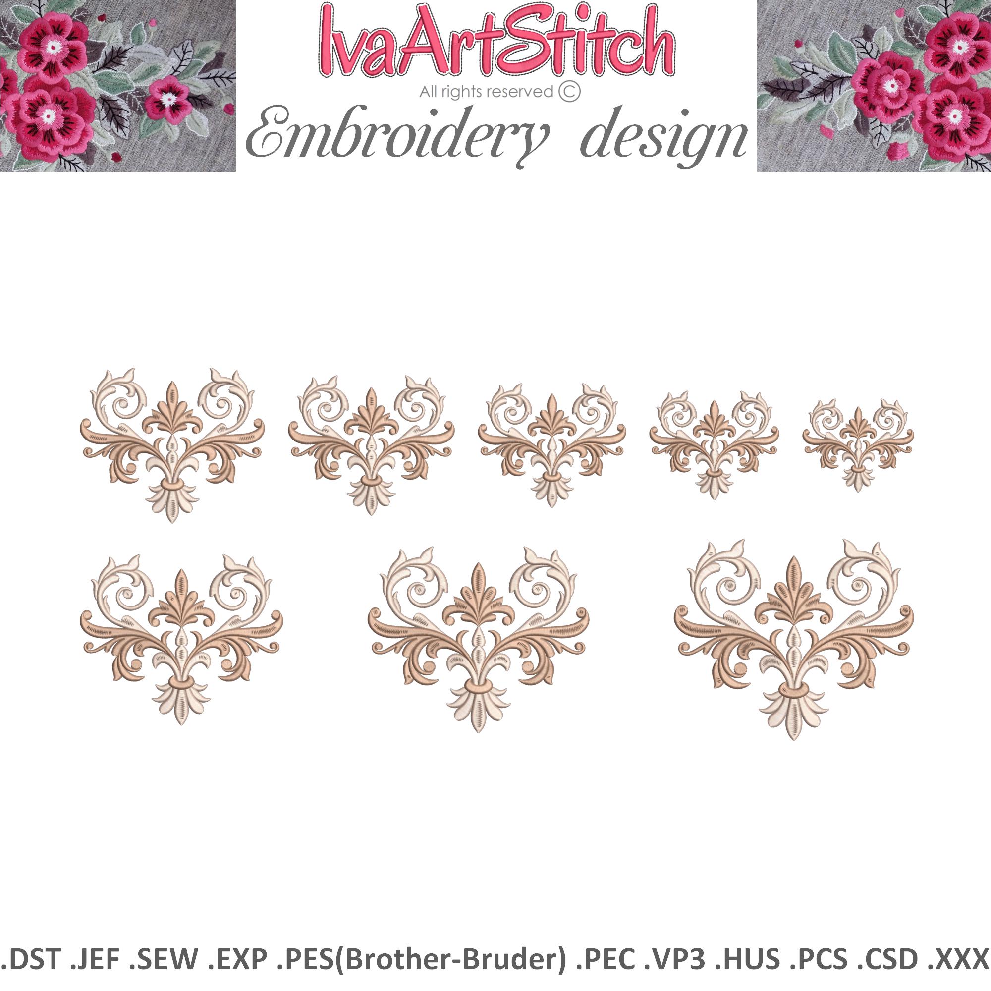 Machine Embroidery Design Flourish Scrolls Corner Pattern Satin Stitch ...