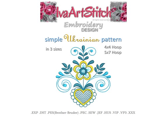 Machine Embroidery Design Stylized Ukrainian Folk Styl Simple | Etsy