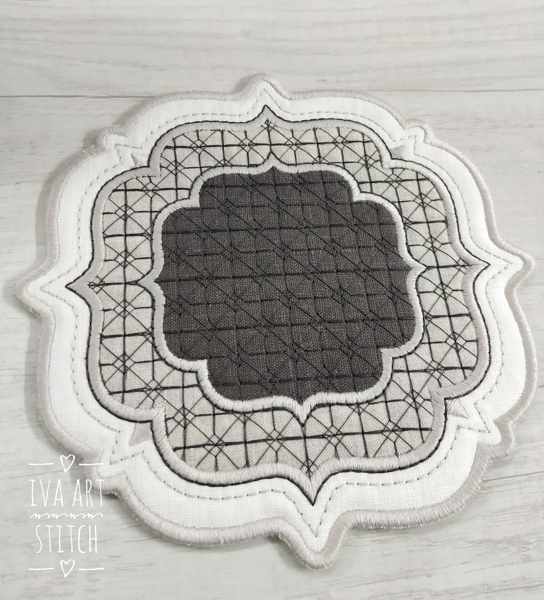 1 Size, In-the-hoop Machine Embroidery Design, Mug Rug Cup Figured ...