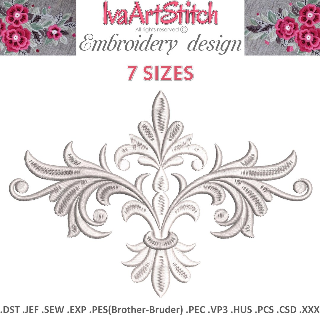 Flourish Scrolls Machine Embroidery Design in 7 Sizes: Royal Wedding ...