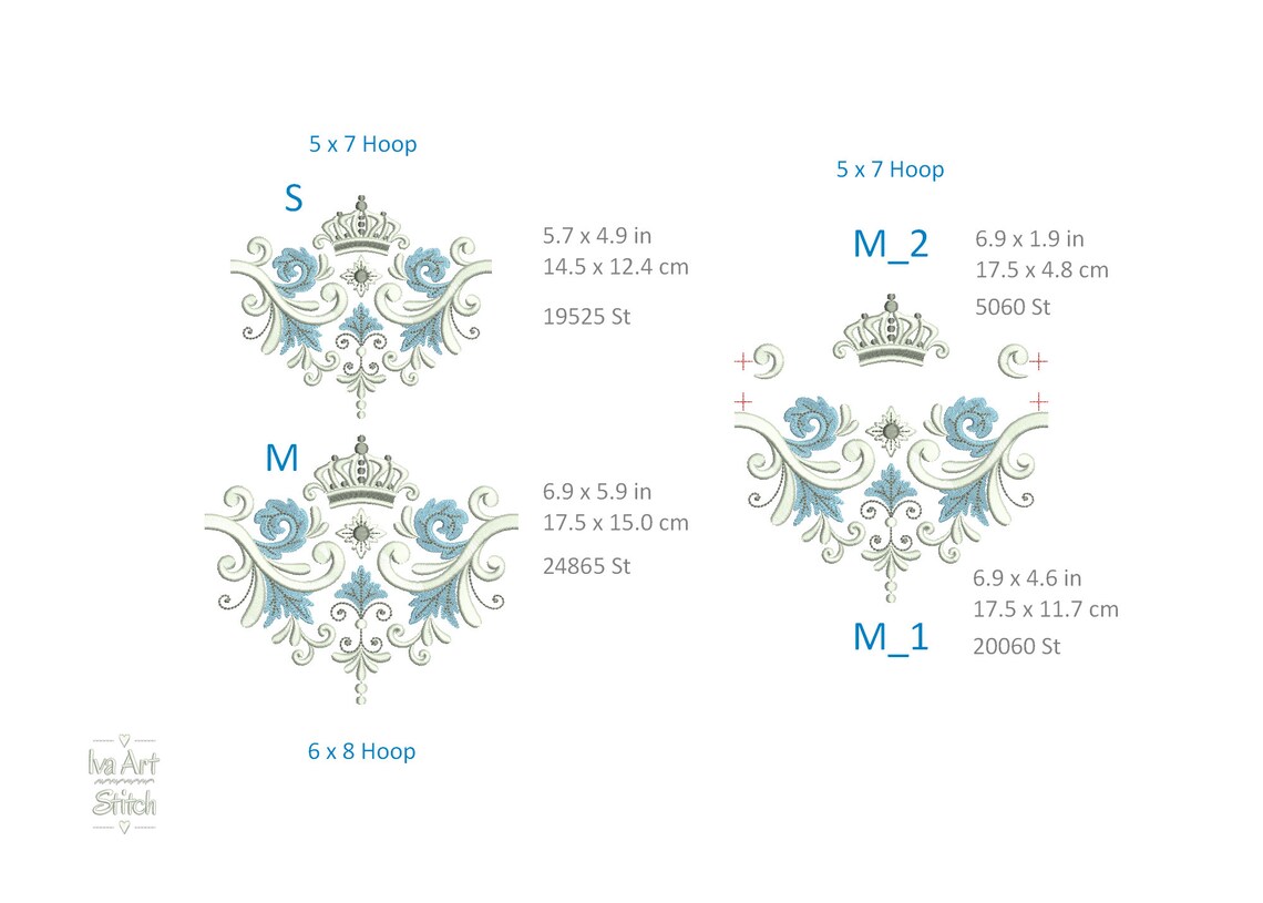 Machine Embroidery Design Crown Filigree Scrolls Home Wall - Etsy