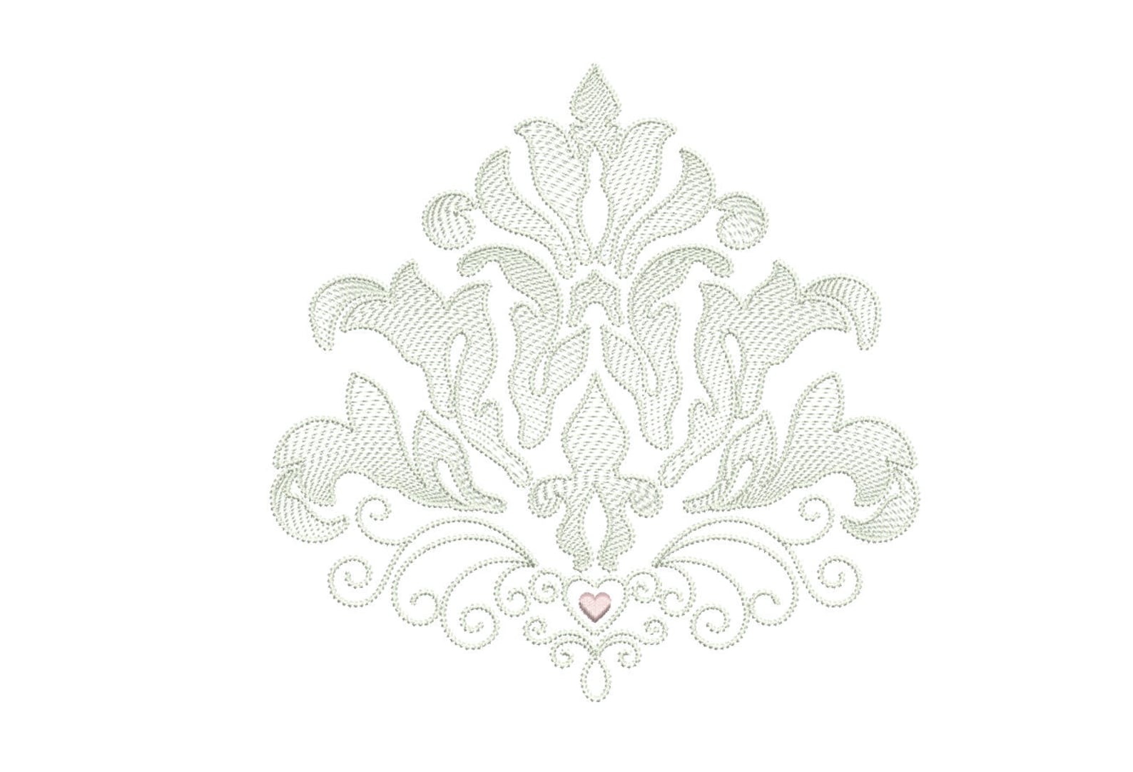 4 Sizes, Machine Embroidery Design, Stylized Damask, File Instant ...