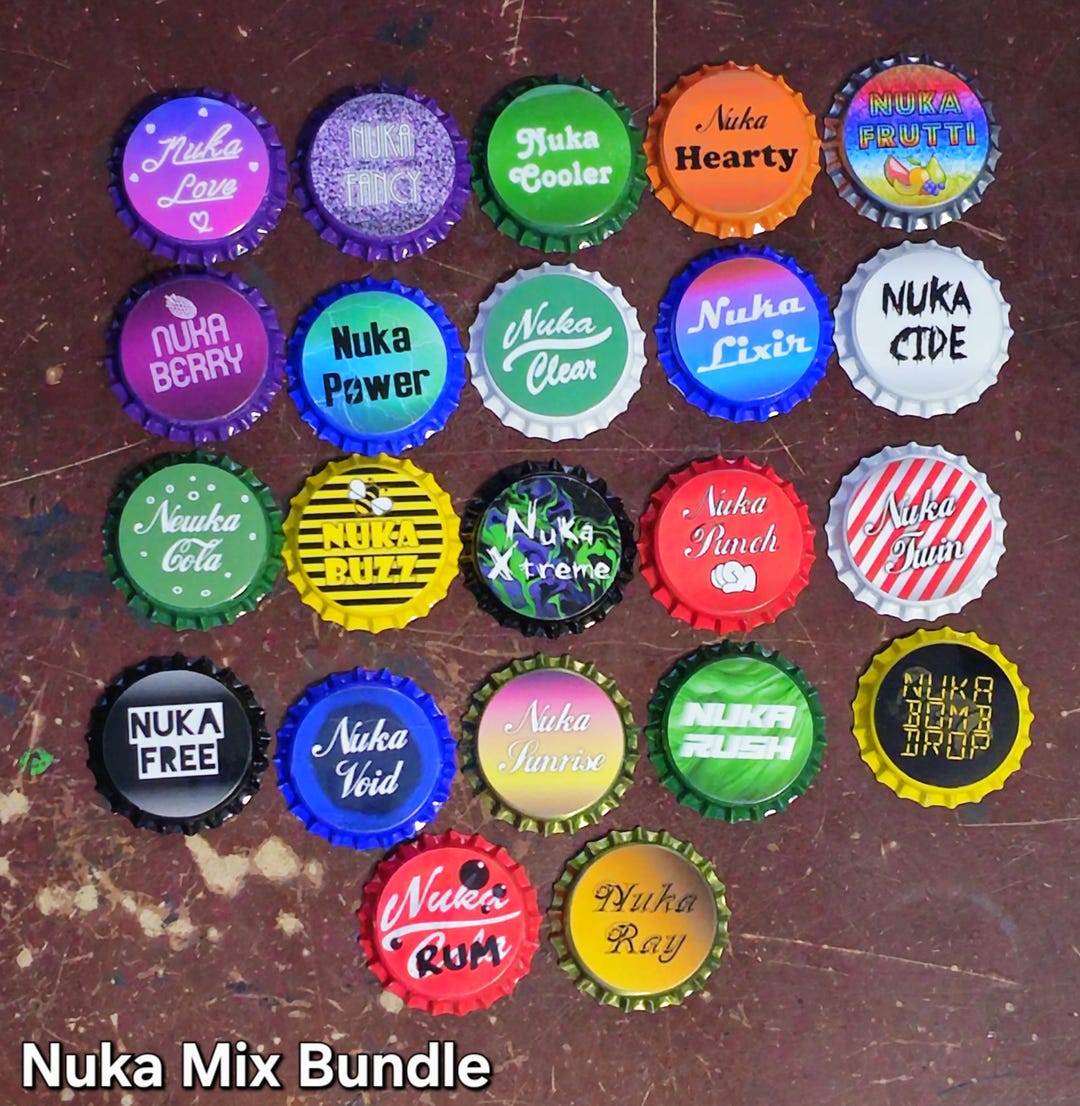 Fallout Nuka Cola Bottle Caps Nuka Mix, Spectrum, London Variety ...