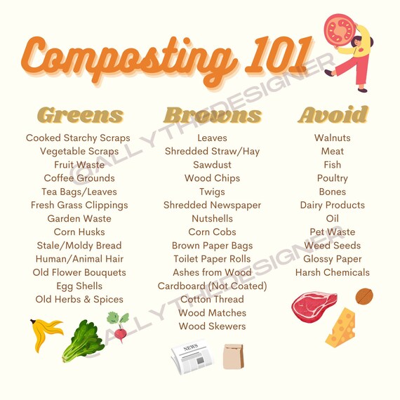 Composting 101 How To Greens & Browns DIGITAL DOWNLOAD - Etsy