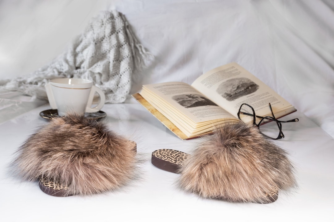 Real Fox Fur Women Sandals Slides With Genuine Leather Leopard Print ...