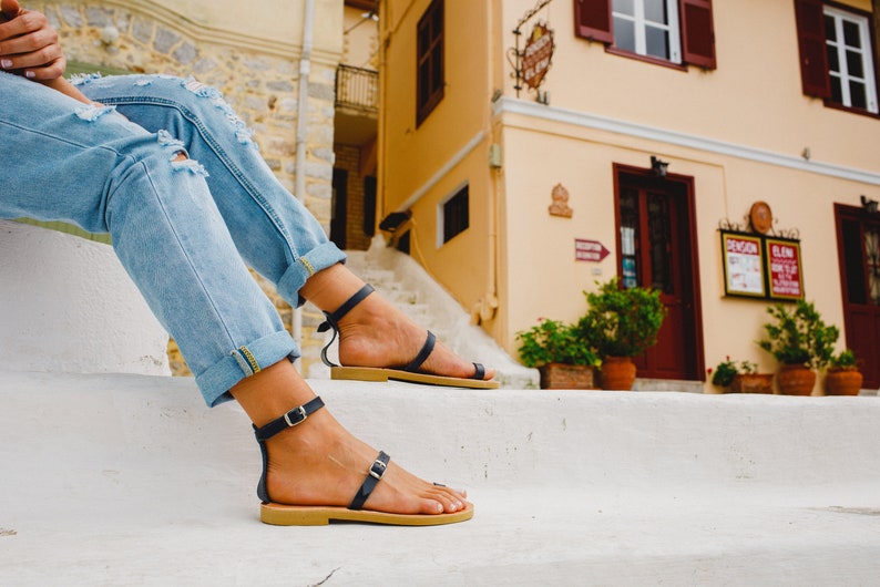 Greek Handmade Leather Women Sandals - Women Adjustable Straps Summer ...