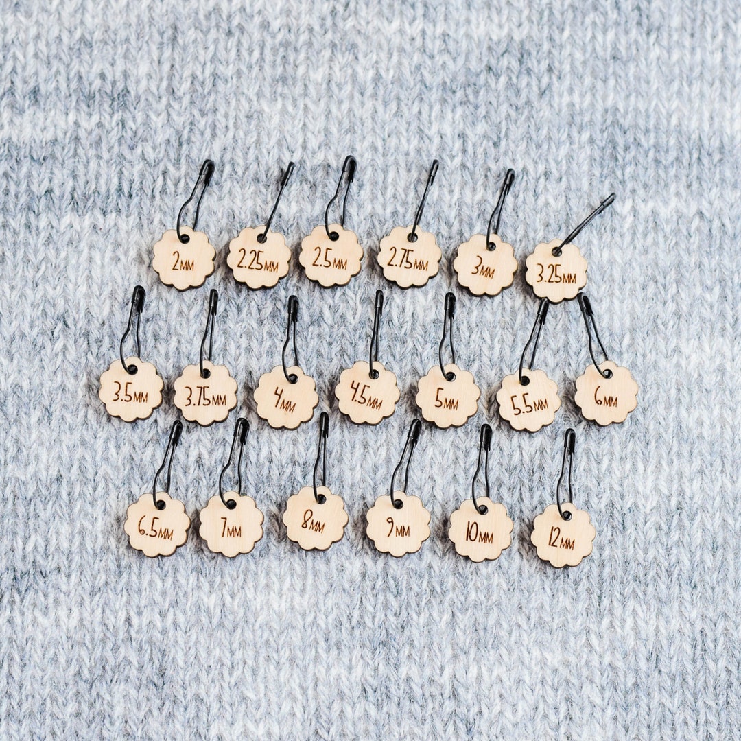 Hook & Needle Removable Size Markers - MM Number Set Markers - Hook or ...