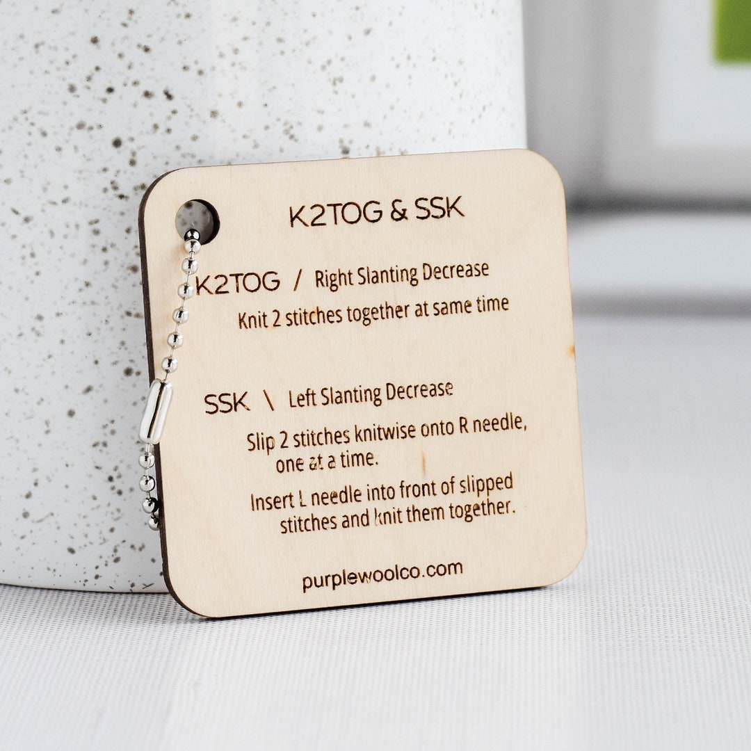 K2TOG & SSK Mini Tool, Knitting Instructions, Knit 2 Together Reminder ...