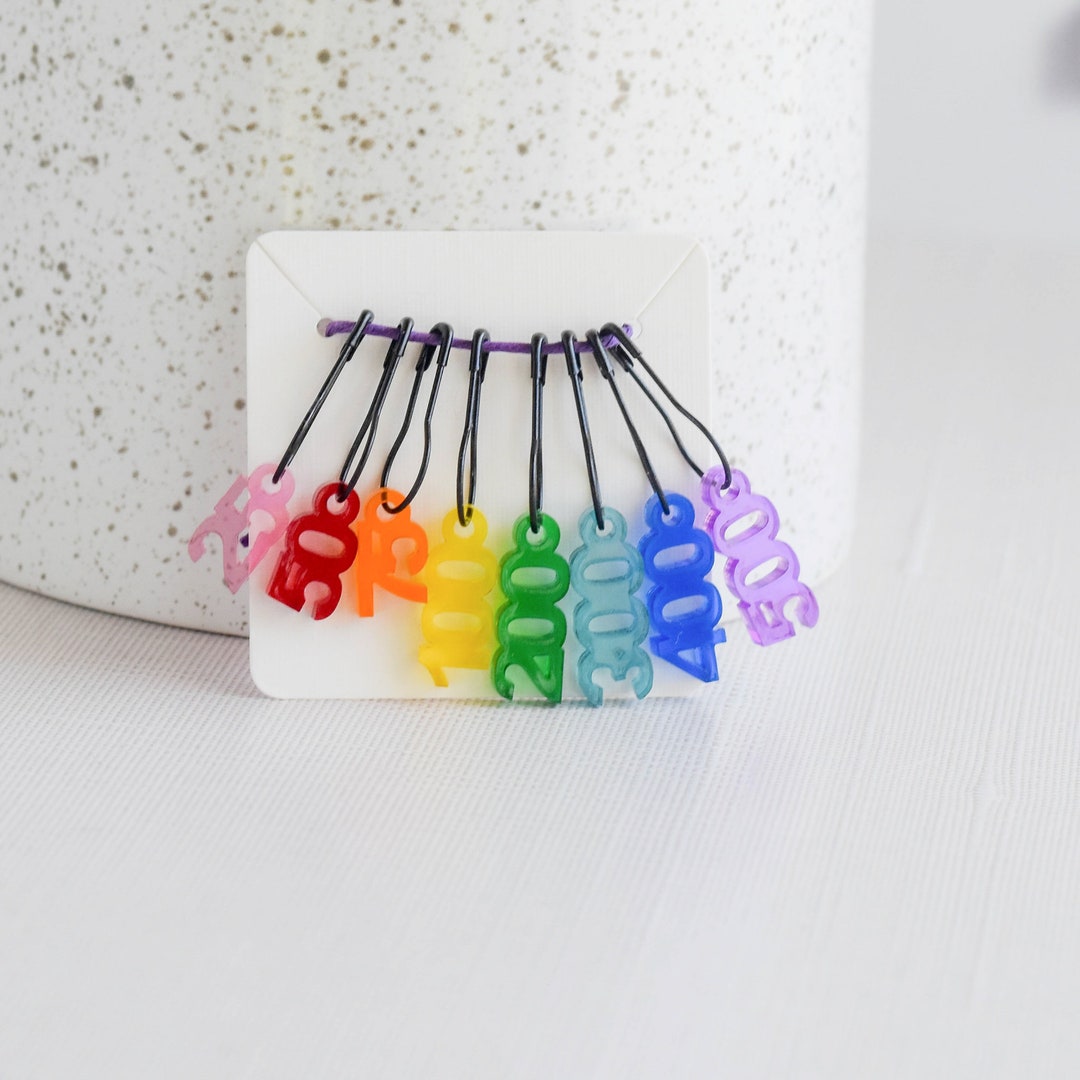 Set of 8 Removable Stitch Markers, Cast on Counting Numbers, Laser ...