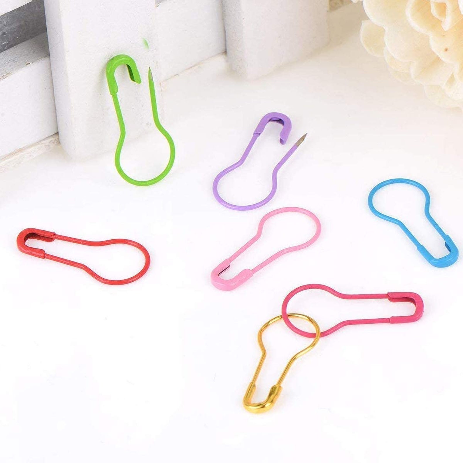 Rainbow Assorted Bulb Safety Pin Stitch Markers, Tarnish Resistant ...