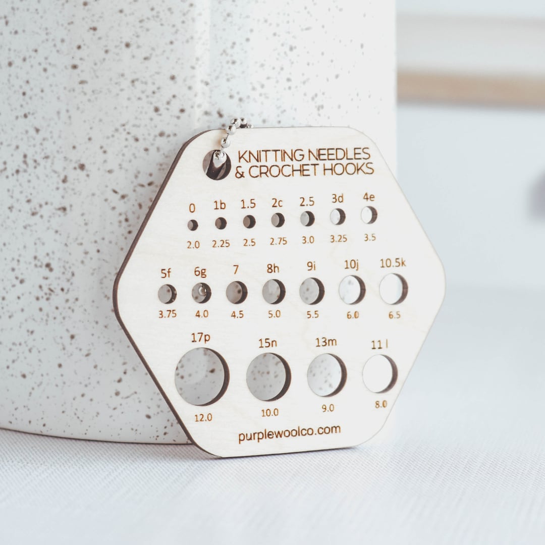 Needle & Hook Gauge Tool, Needle Sizer, Small Needle Gauge, Wood ...