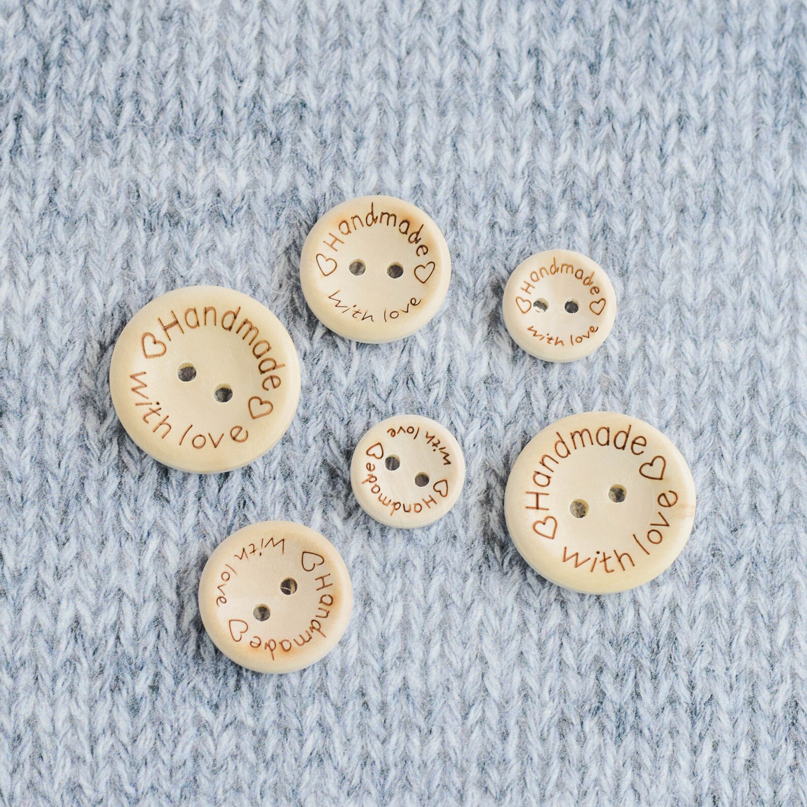 Made With Love Buttons - 15mm, 20mm, 25mm - Wooden Buttons With Text ...