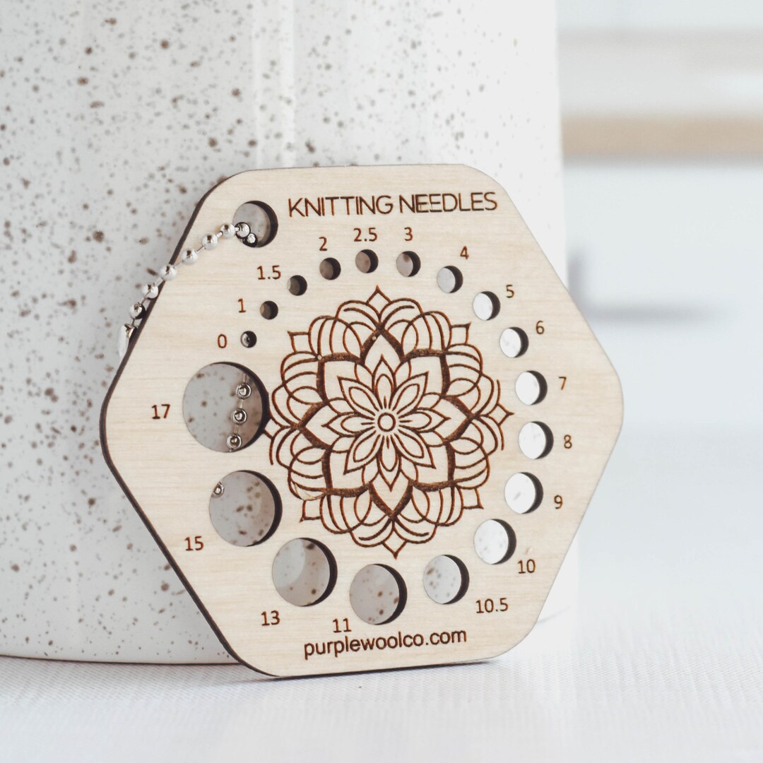 Needle Gauge Tool, Needle Sizer, Mandala Needle Gauge, Wood Knitting ...