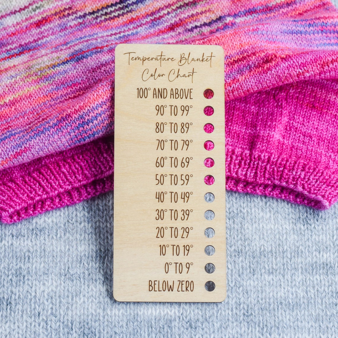 Temperature Blanket Color Chart - Script - Reusable Wood Card, Crochet ...