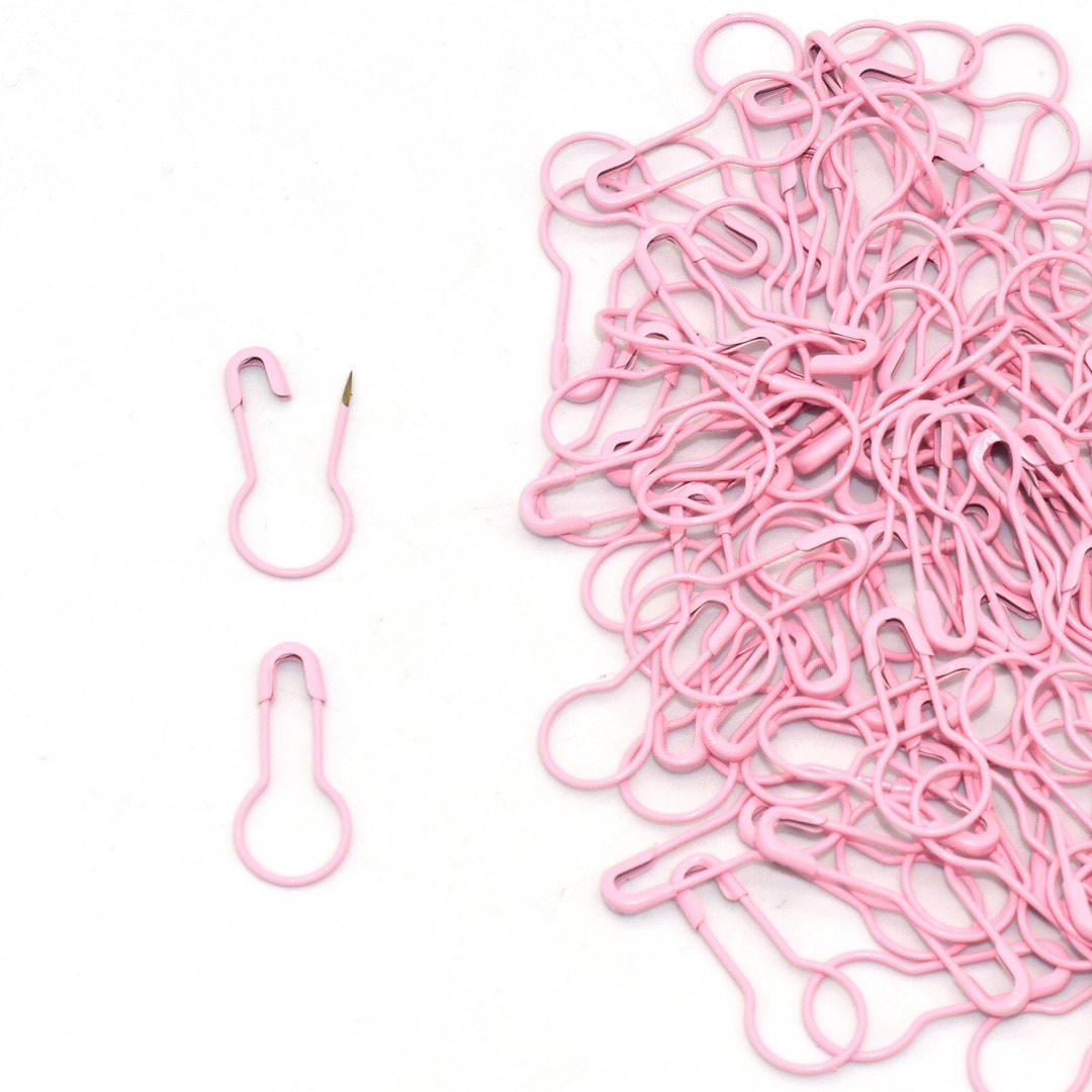 Pink Bulb Safety Pin Stitch Markers, Tarnish Resistant Brass Bulb ...