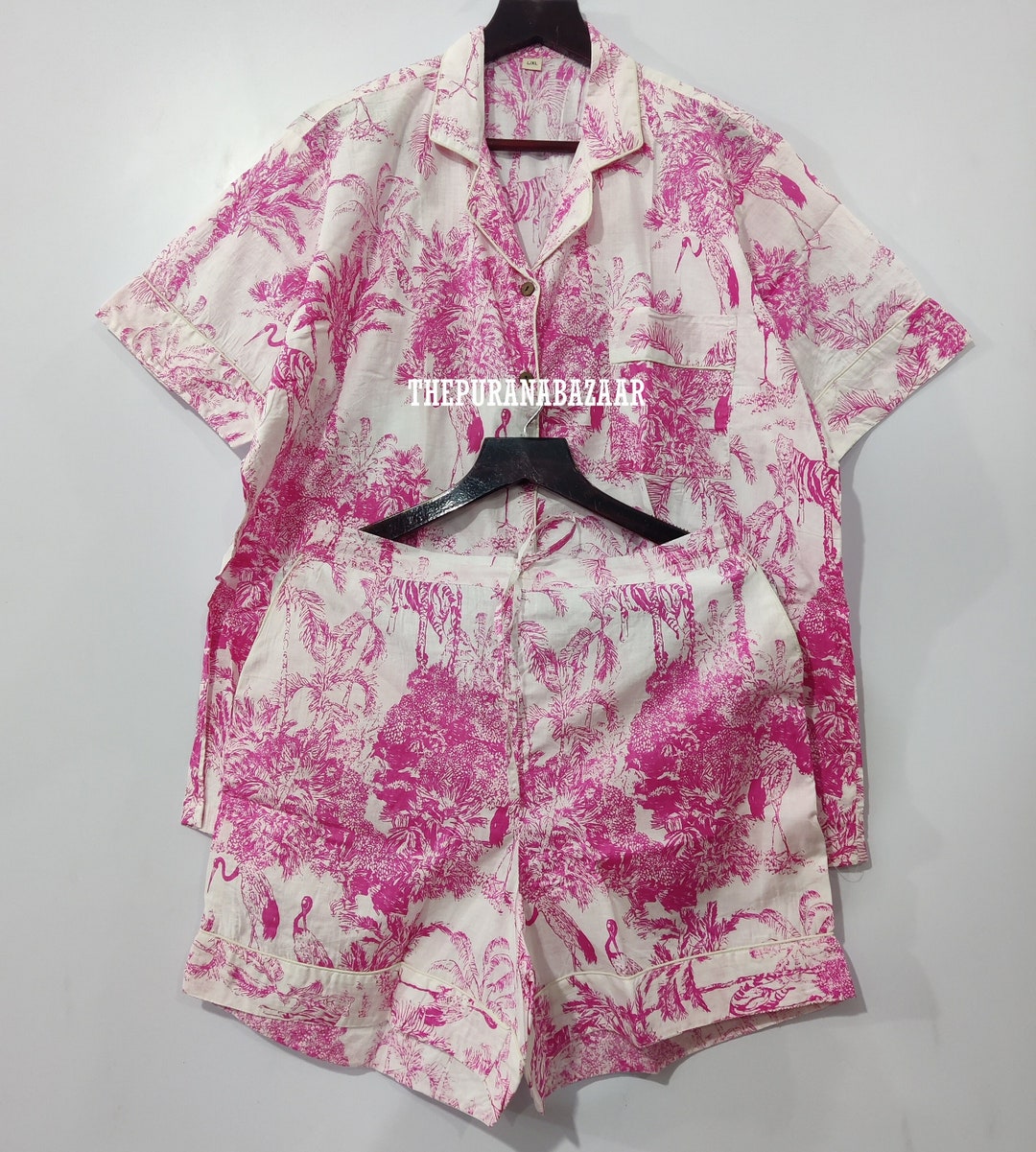 Beautiful Pink Cotton Pajama Sets Bridesmaid Short Pajama - Etsy