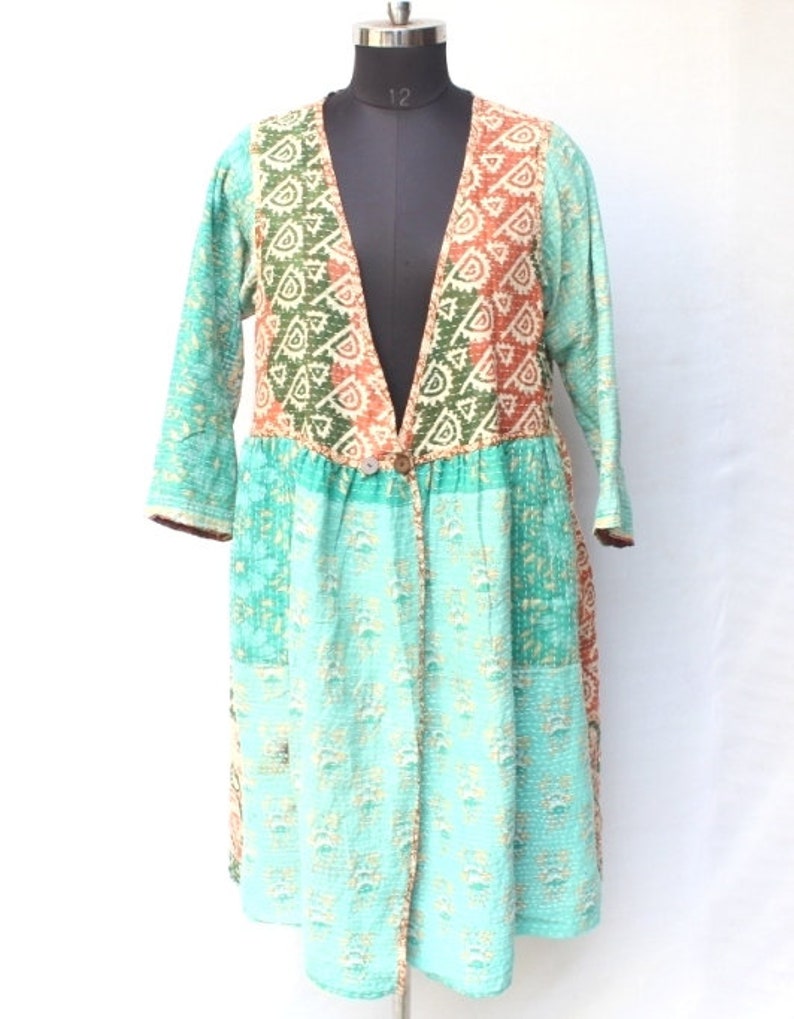 Indian Long Cotton Kantha Coat Women Coat Ethnic Cotton Coat | Etsy