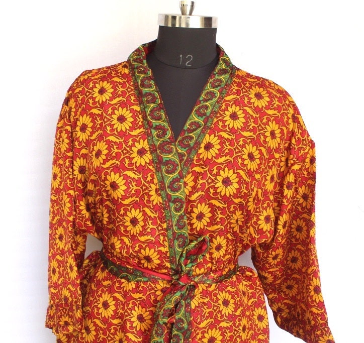 Handmade Indian Sari Kimono Beautiful Indian Bathrobe Night - Etsy