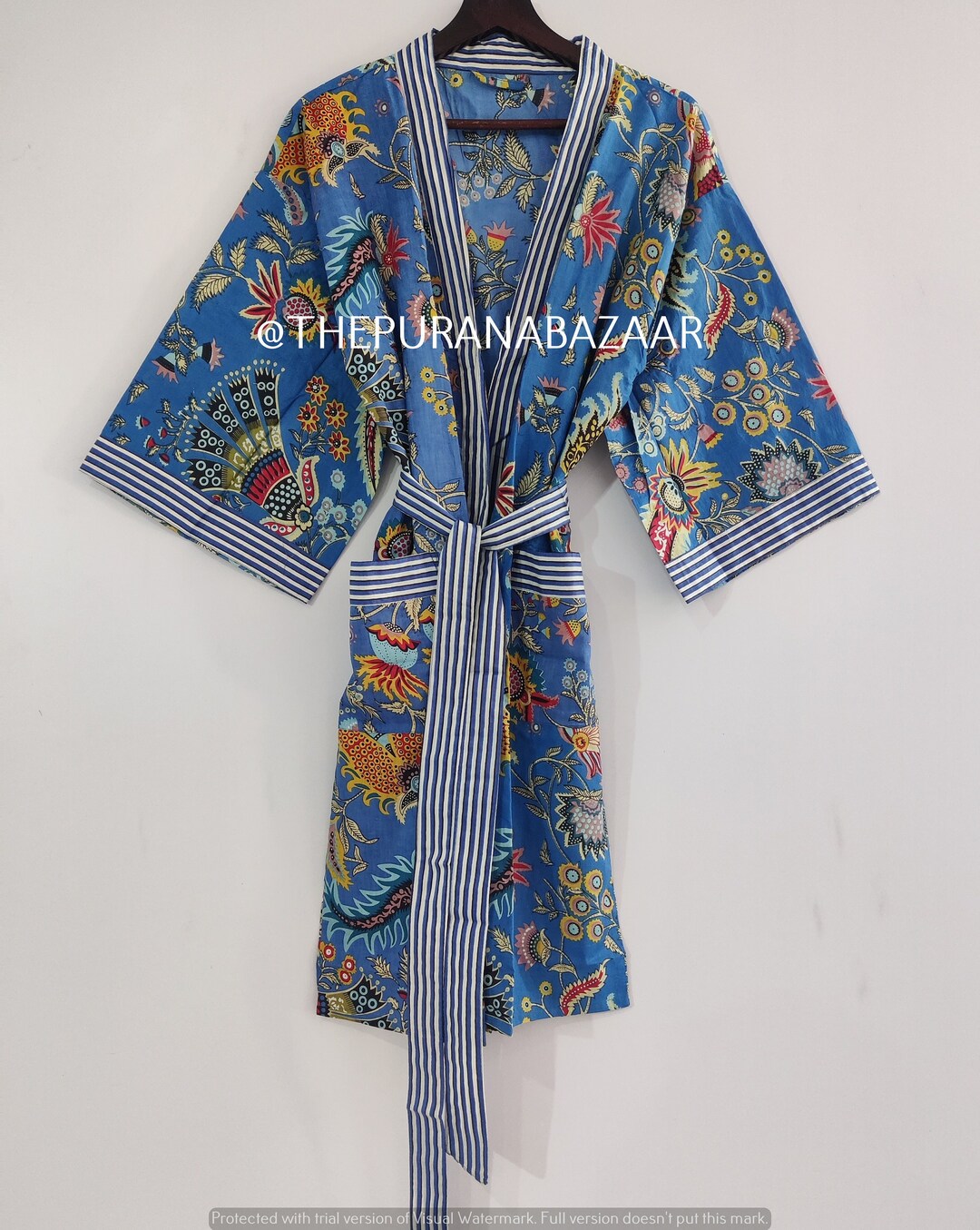 100% Cotton Hand Made Floral Printed Robe Cotton Light Weight Women ...