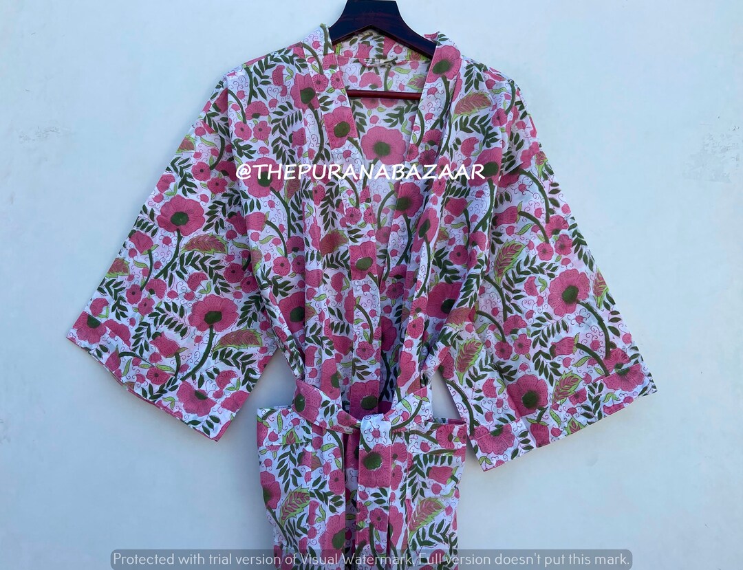 100% Cotton Kimono Robes Pure Cotton Kimono Block Print - Etsy