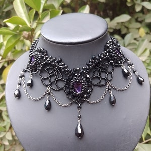 Victorian Necklace/goth Beaded Necklace/handmade Gothic Necklace/choker ...