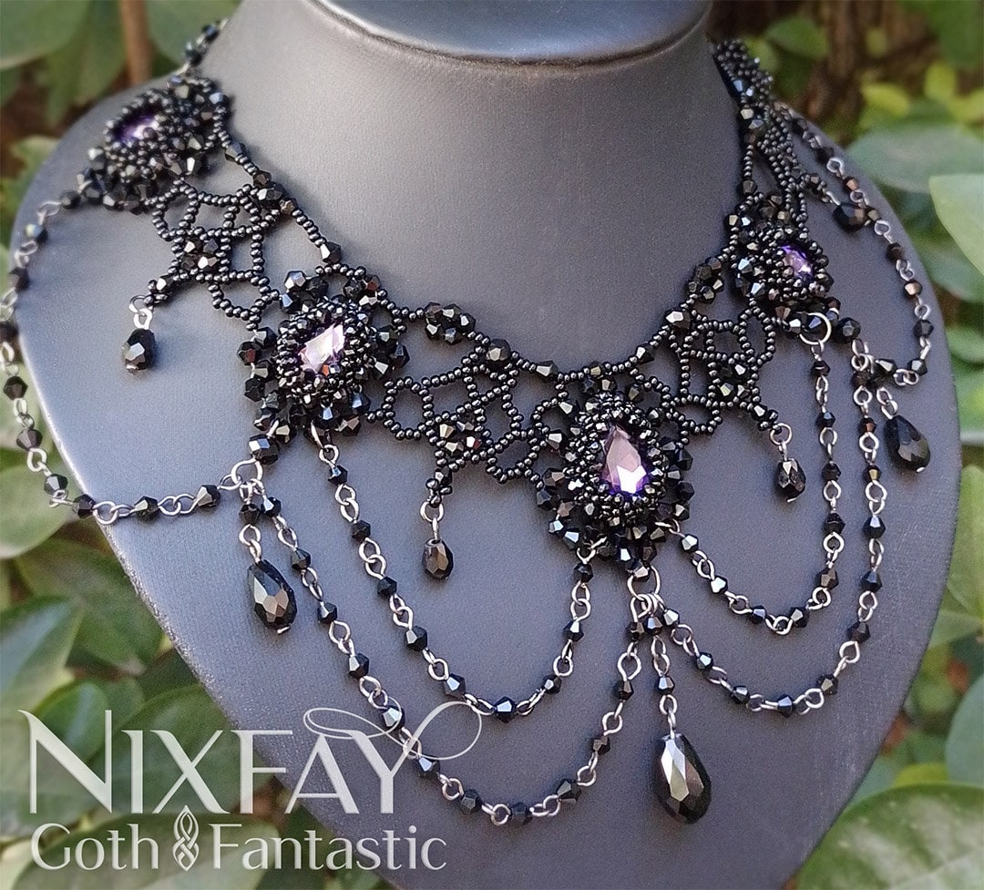 Handmade Gothic Victorian Necklace: Beaded Crystal Statement Jewelry - Etsy