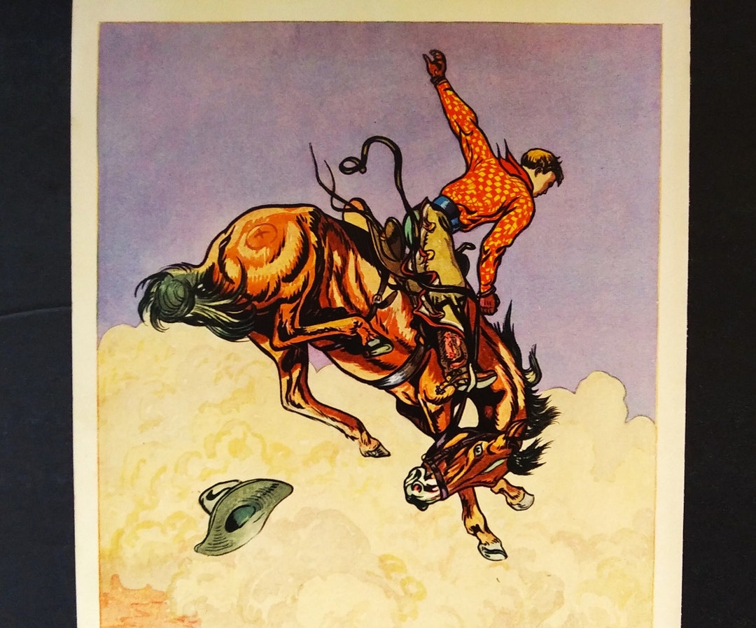 Holling C Holling Bucking Bronco Cowboy on Horseback Children's Art ...