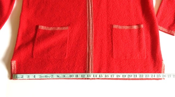 Long Bright Red Boiled Wool Zipper Jacket 20 22W Gold… - Gem