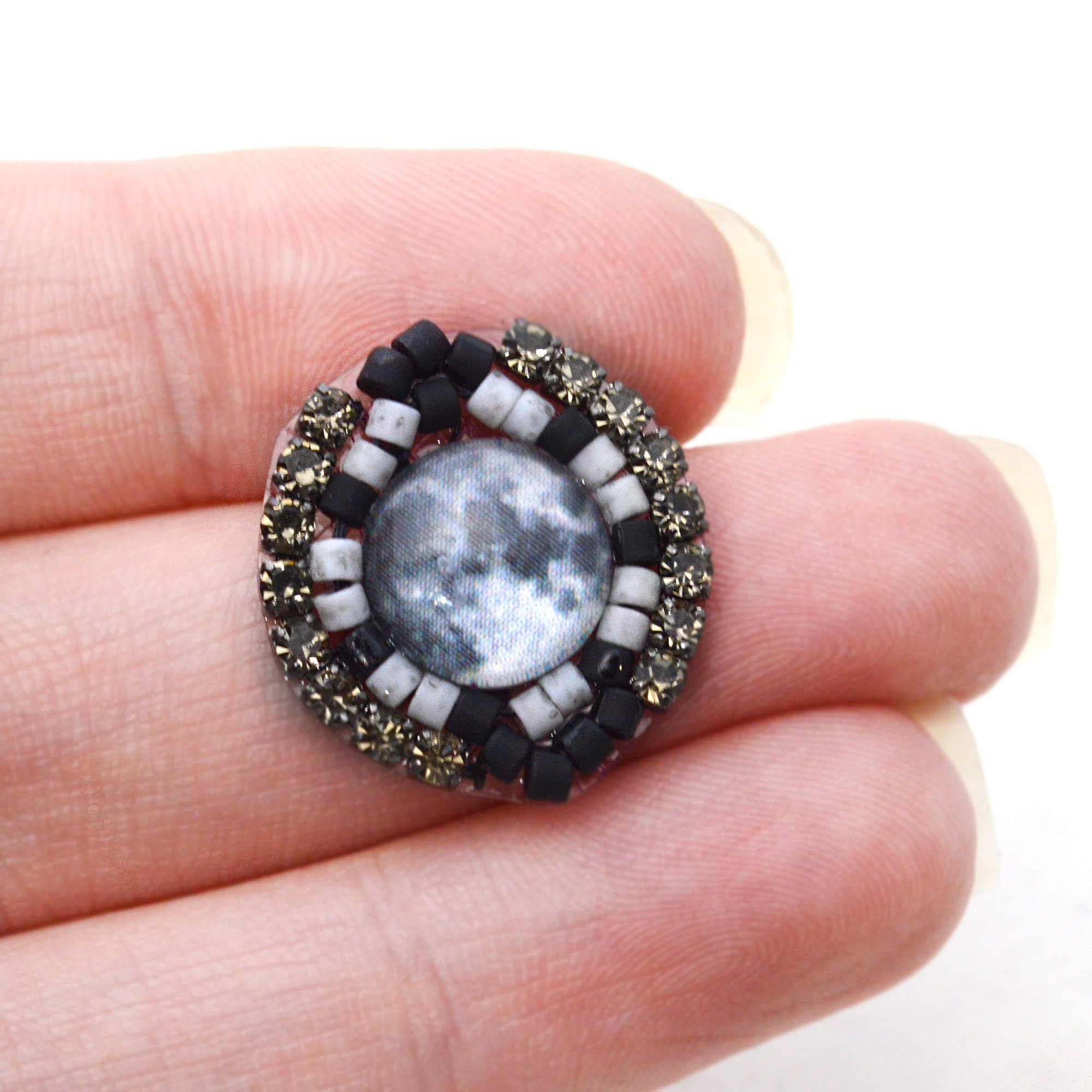 Full Moon Bindi in Black and Silver Witchy Forehead Jewelry Reusable ...