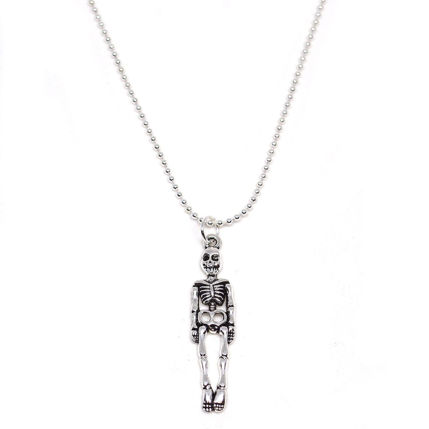 Skeleton Jewelry Silver Tone Necklace 16 Inch Chain - Etsy