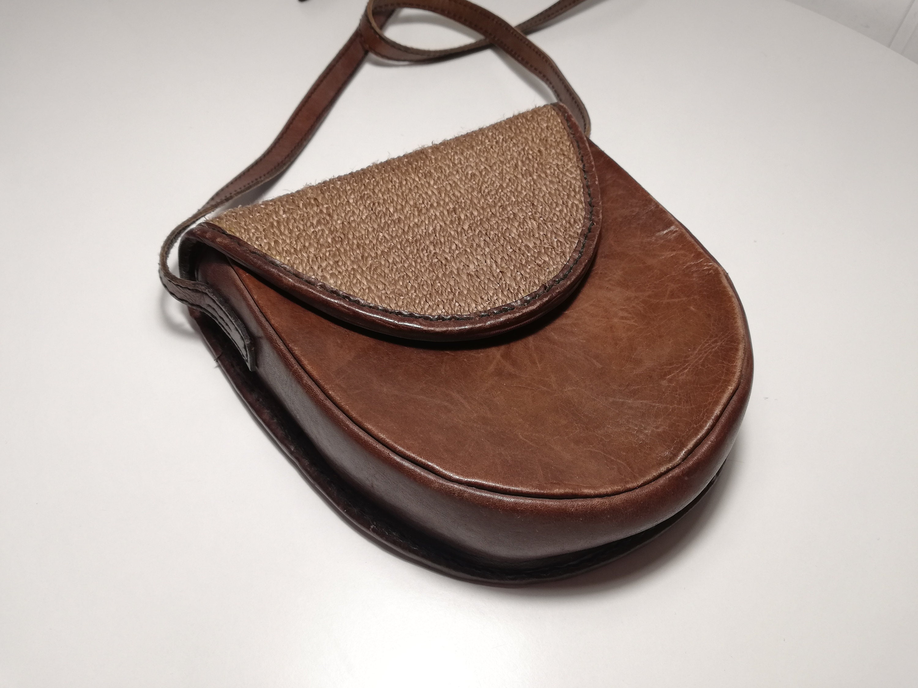 Leather and Raffia Crossbody Bag - Etsy UK