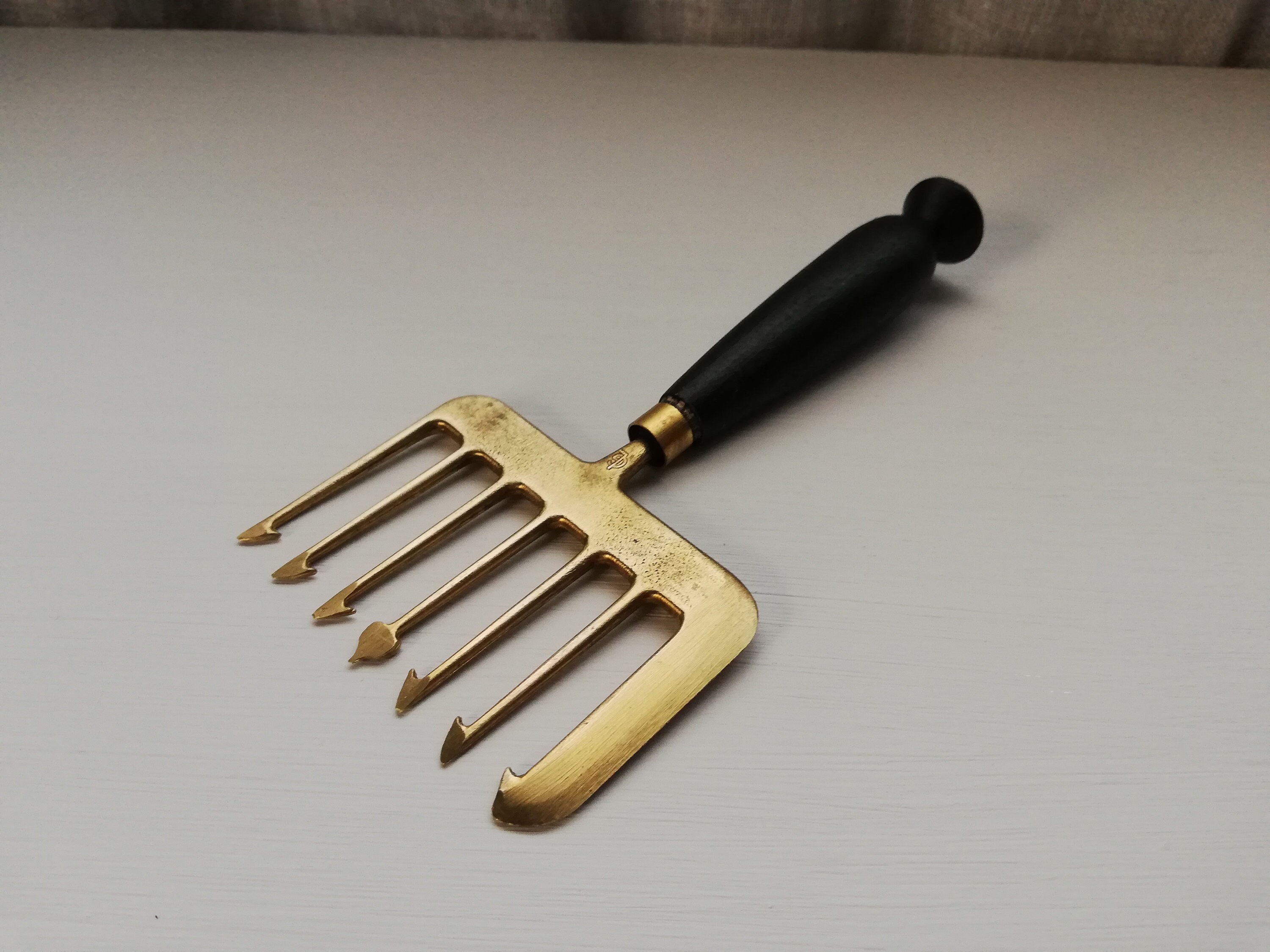 Fish Fork Swedish Quality Brass With Wooden Handle-fork is | Etsy