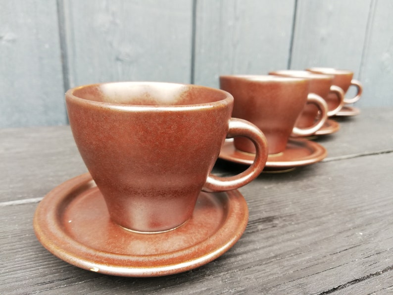 Coffee Mugs With a Saucer. Midcentury Modern Design. Set of 4 - Etsy