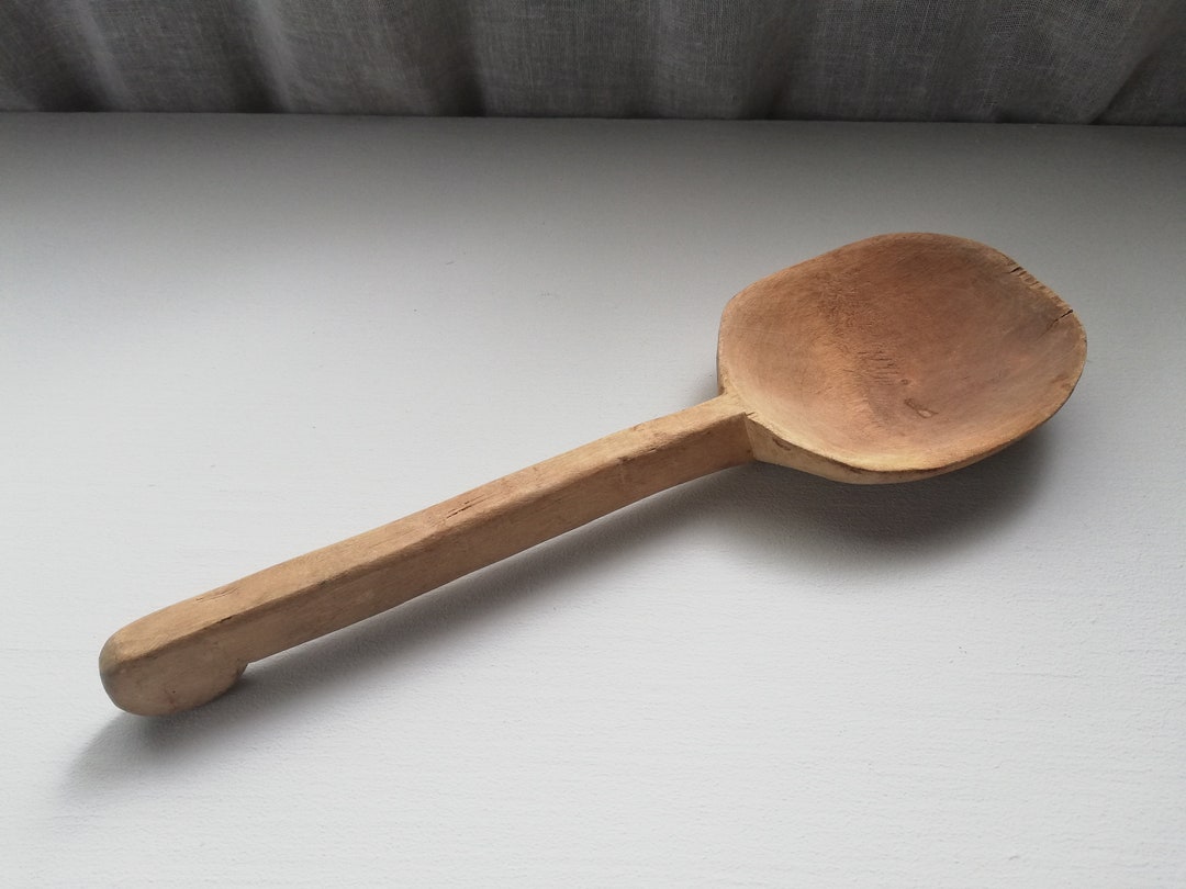 Large Antique Primitive Wooden Spoon - Etsy