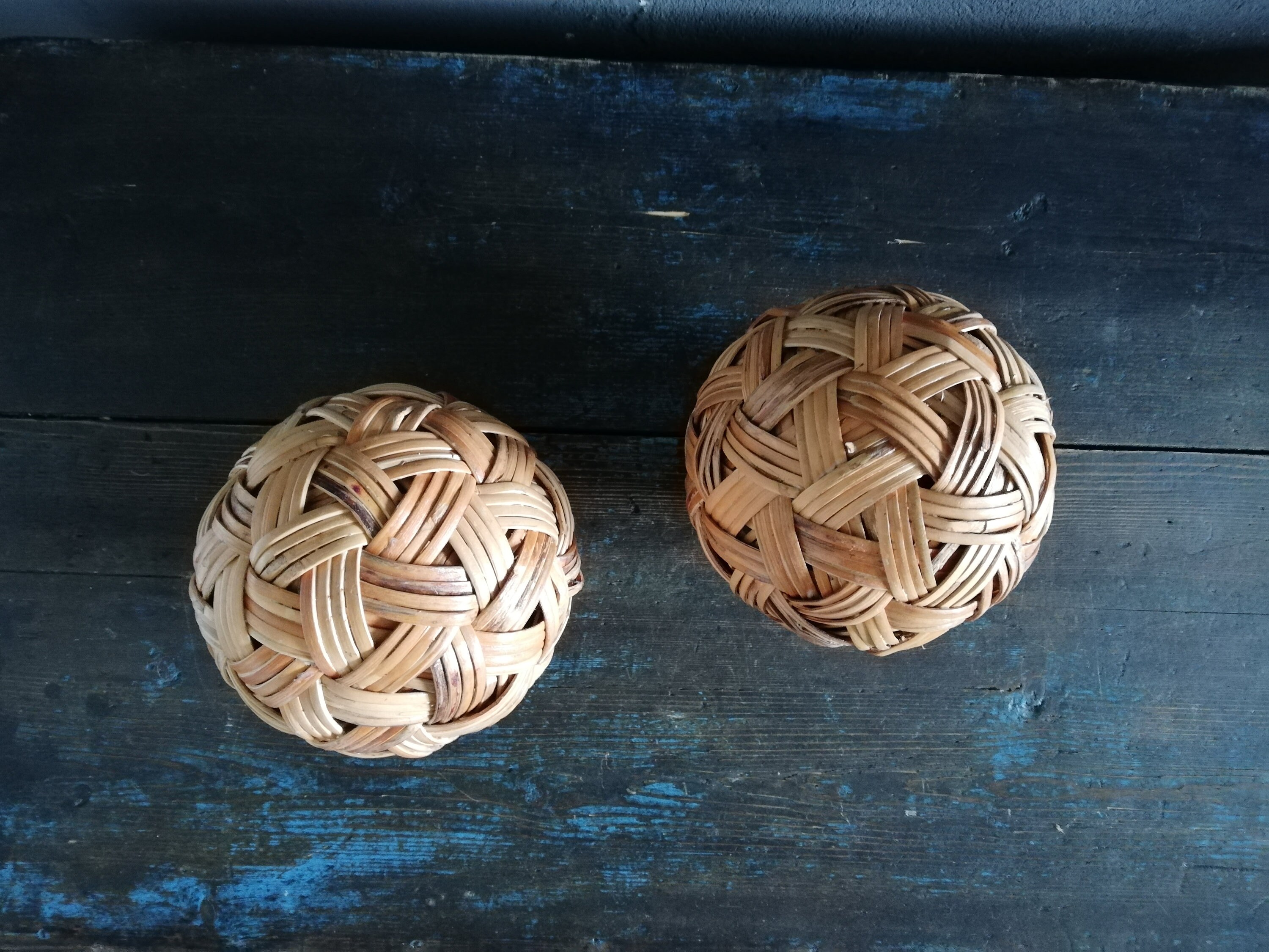 A Pair Woven Rattan Balls Vintage Home Design Ball Art - Etsy