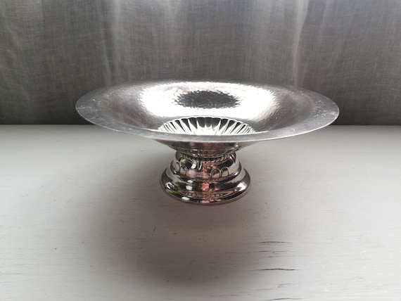Hammered Pedestal Bowl Silver Plate Bowl | Etsy