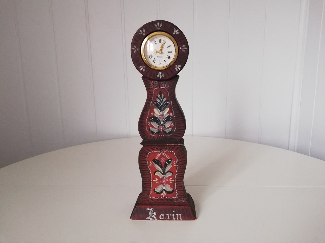 Norwegian Clock With Rosemaling Folk Art Painted - Clock Mercedes ...