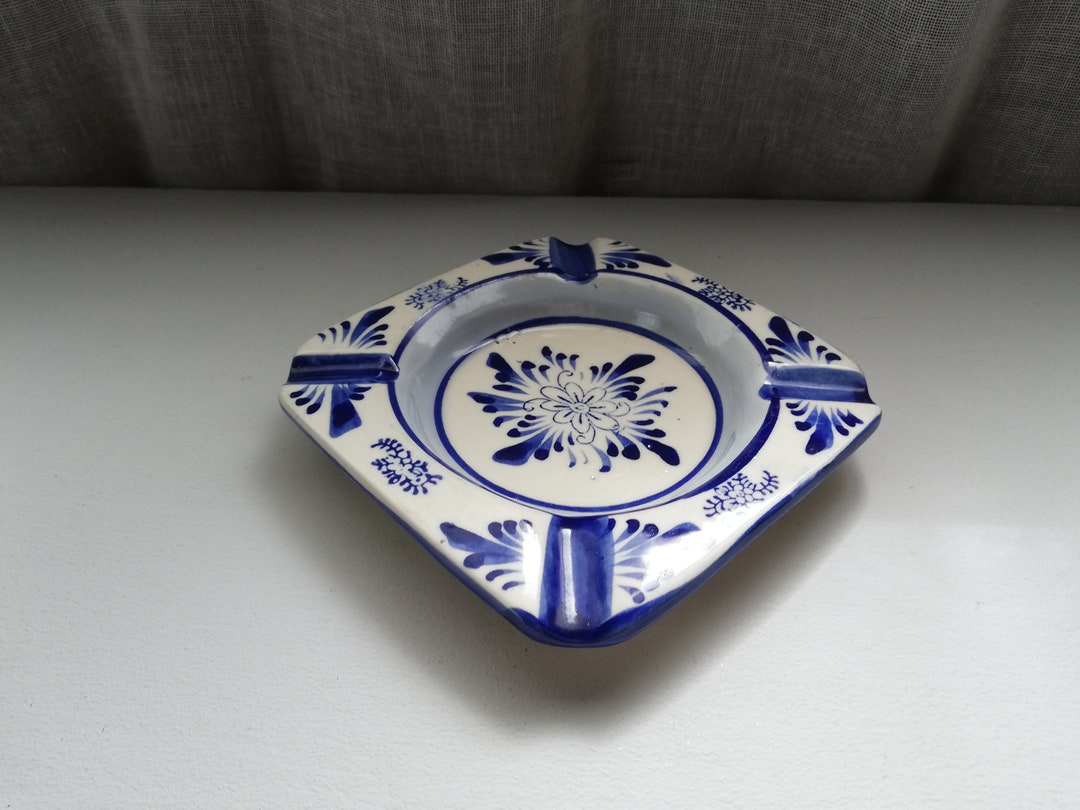 Delft Blue Ashtray Mid Century Modern Pottery Ashtray - Etsy