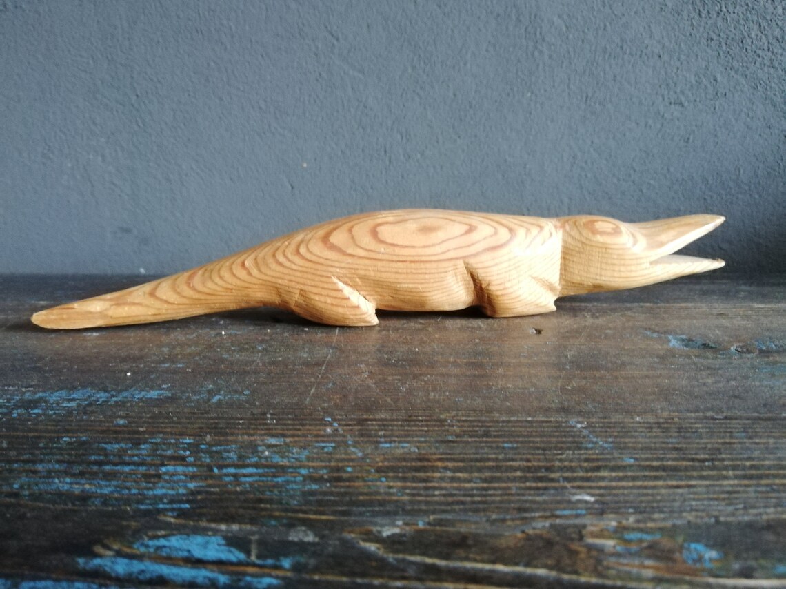 Wooden Alligator Figurine - Etsy